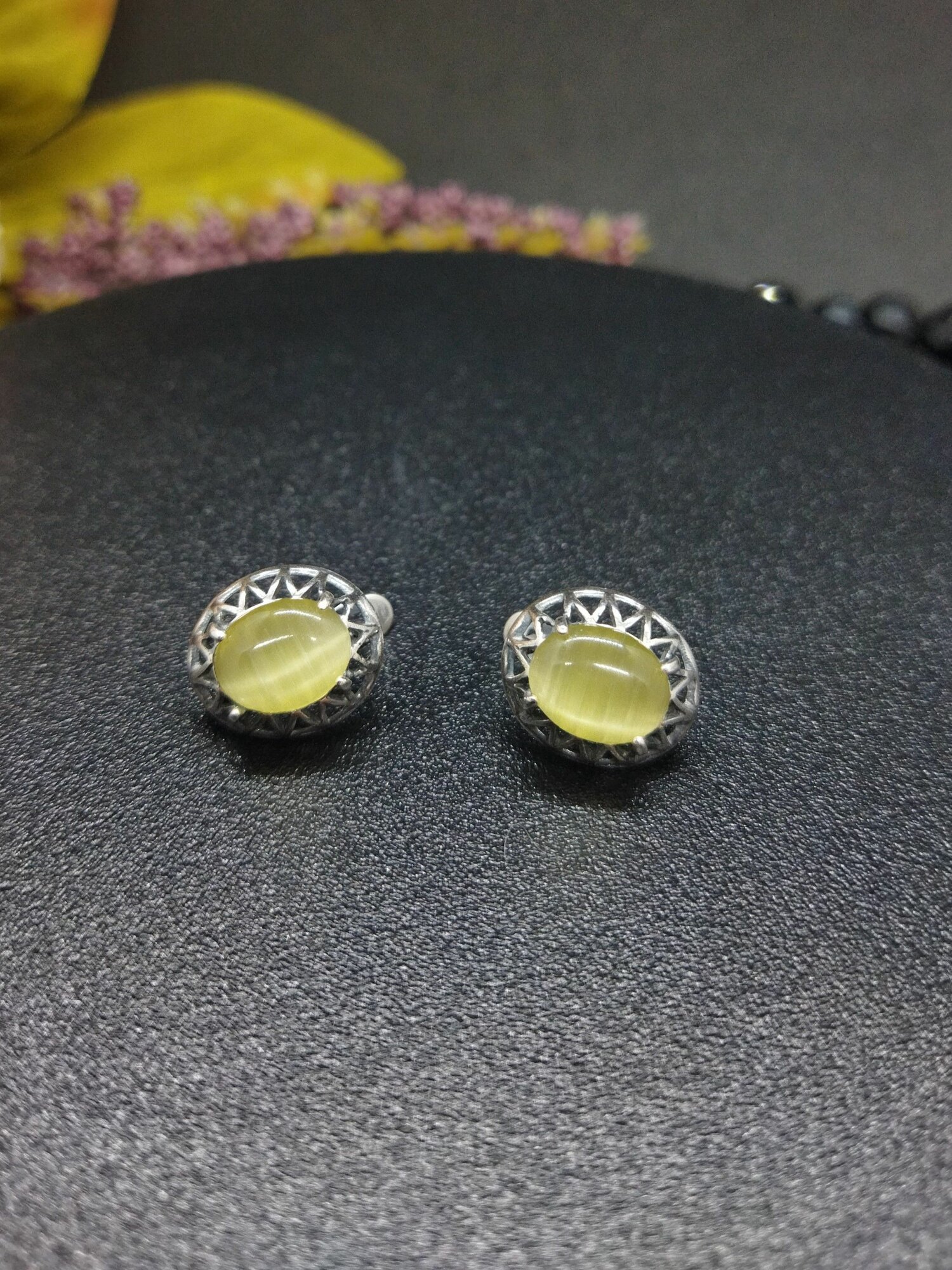 Серьги, искусственный камень, кошачий глаз