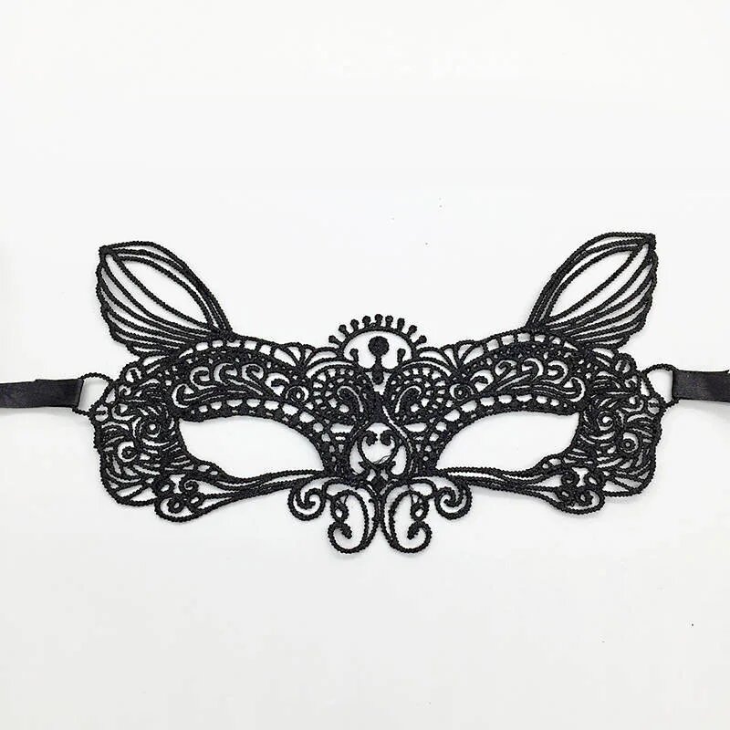 Кружевные маски для карнавала черные PM007