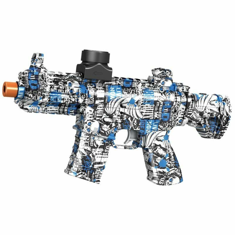 Детский Орбиз Автомат M416 mini , стреляет мягкими шариками, гидрогеилевый автомат, гидробольный M416 mini (Черепа Синий/Белый)