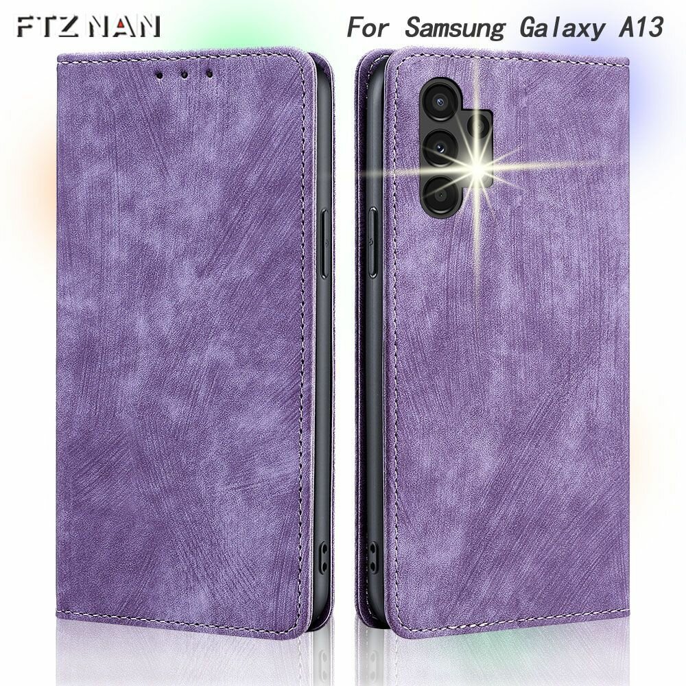 Чехол-книжка подходит на Самсунг Галакси A13 4g/ чехол кожи для Samsung Galaxy A13 4G, Новый, флипом, противоударный, подставка, фиолетовый