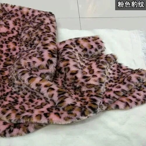 Плюшевая ткань с леопардовым принтом Розовый, Pink leopard print