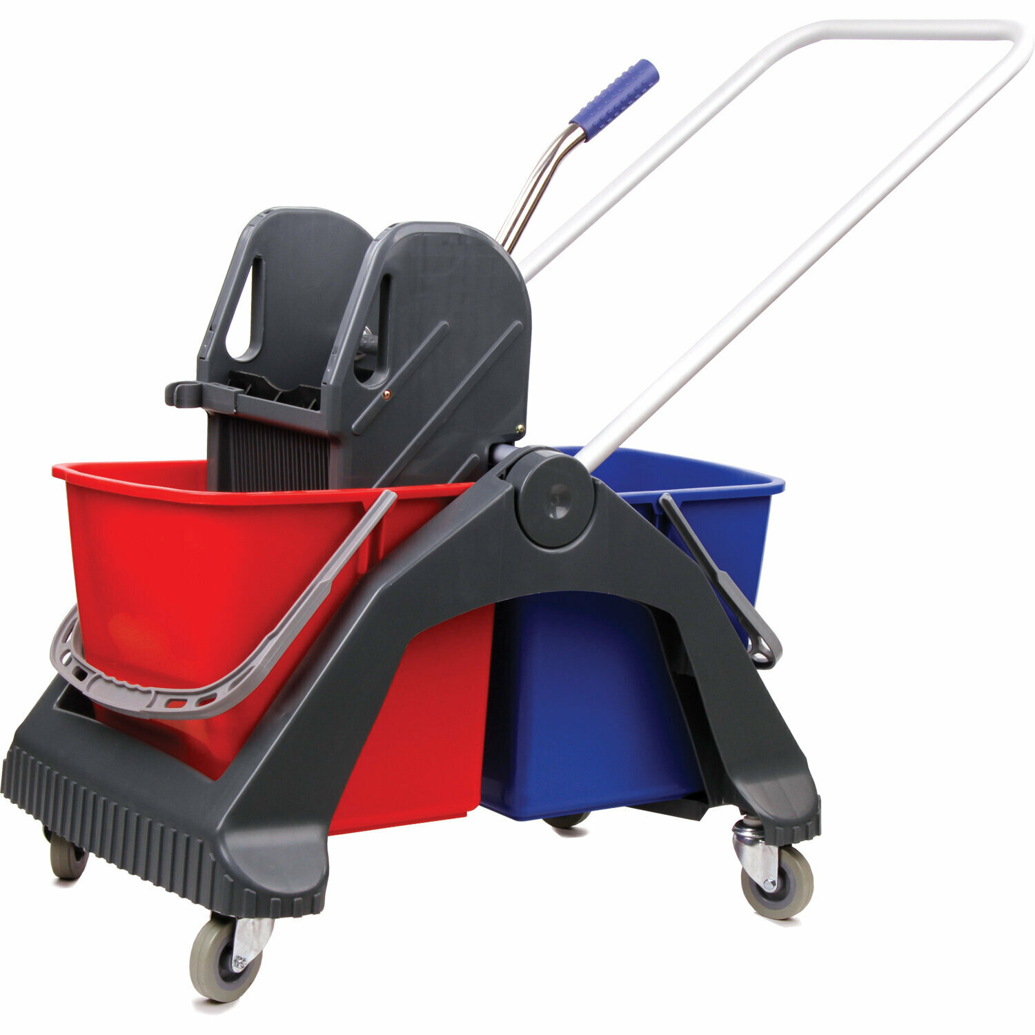 Тележка уборочная Brabix 2 ведра по 30 л, механический отжим, фиксирующаяся ручка (606661)