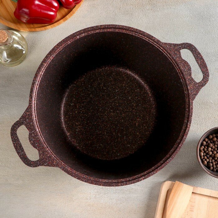 Кастрюля Kukmara Granit ultra, 6 л, со стеклянной крышкой, антипригарное покрытие, цвет красный