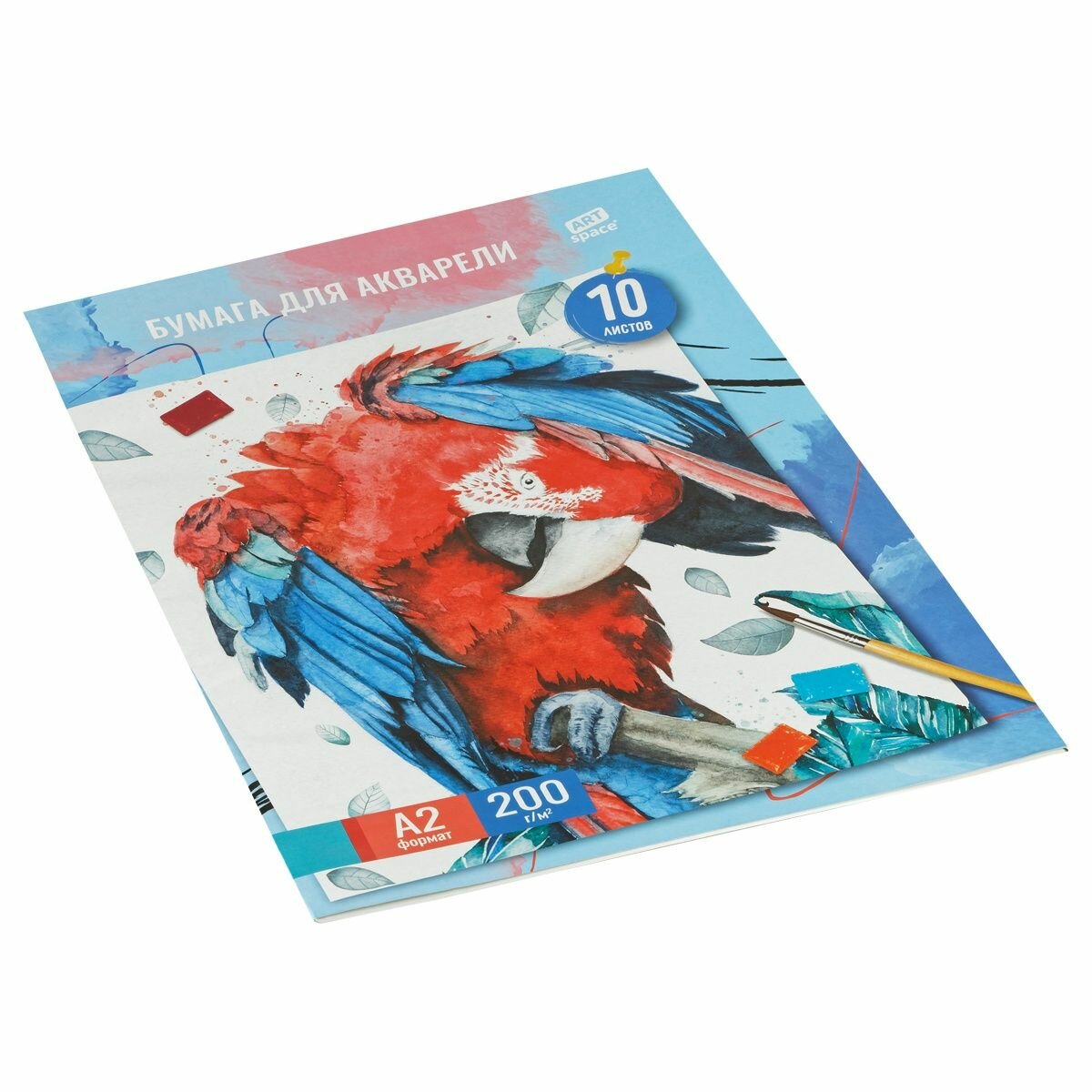 Папка для акварели OfficeSpace "ArtSpace", Ара, 10 листов, А2, 200 г/м2 (Па10А2_53142)
