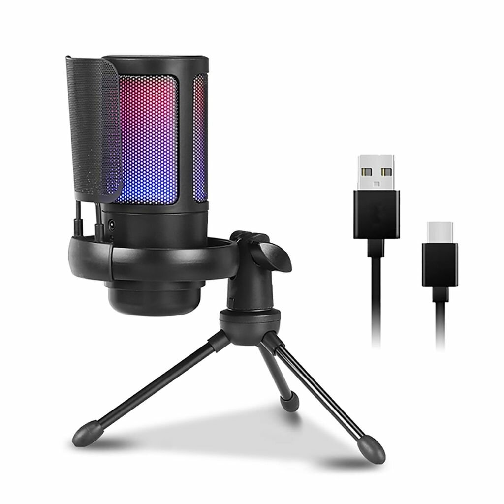 Игровой микрофон с регулируемой подсветкой 192 кГц для стриминга и записи