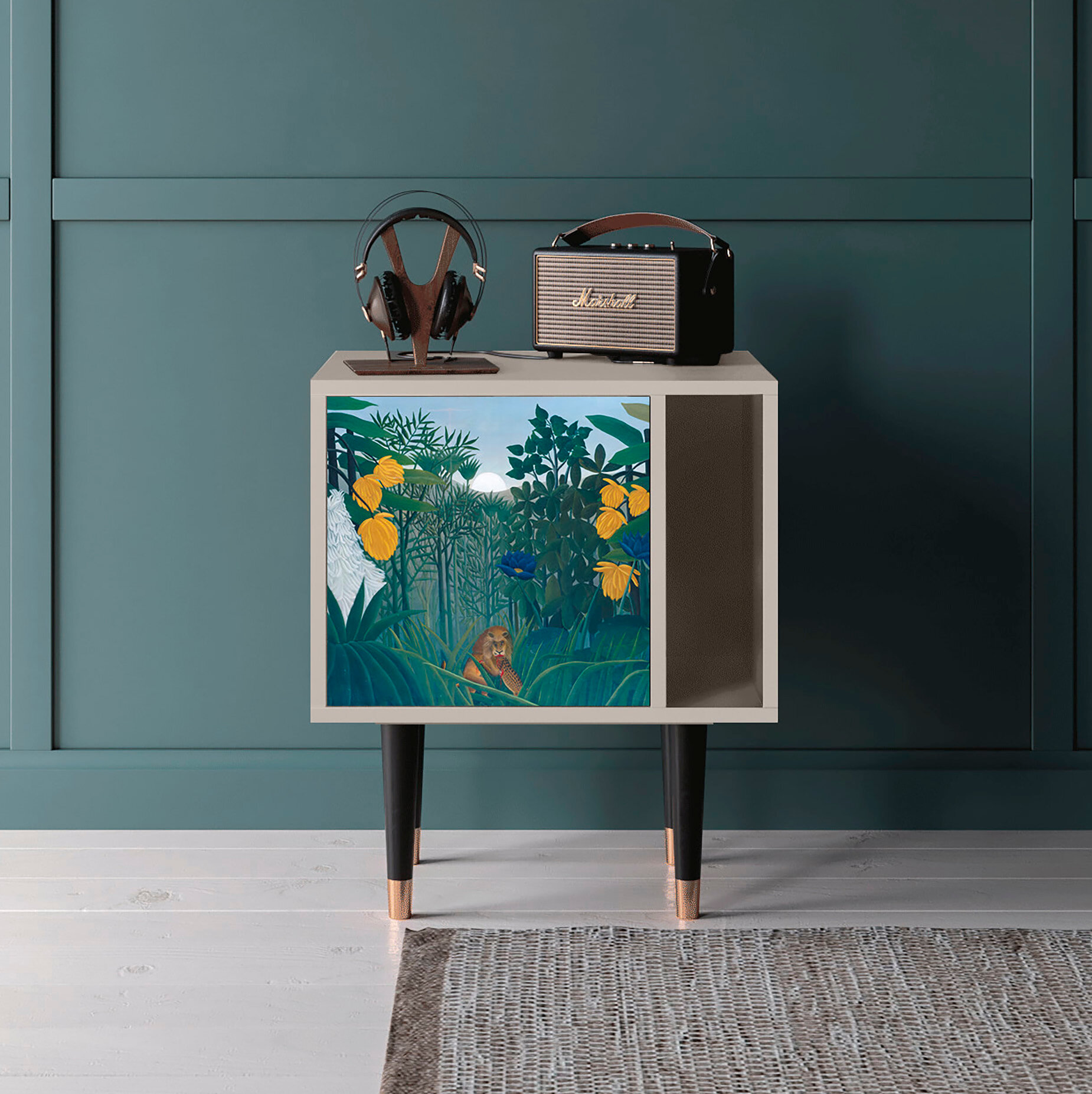 Прикроватная тумба - STORYZ - S2 The Repast of the Lion by Henri Rousseau, Размер - 58 x 69 x 48 см, Цвет - Сатин