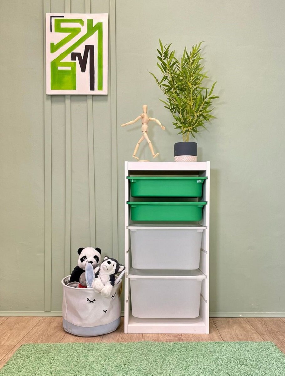 Стеллаж для игрушек с ящиками Труфаст SkandiMark вертикальный, белый