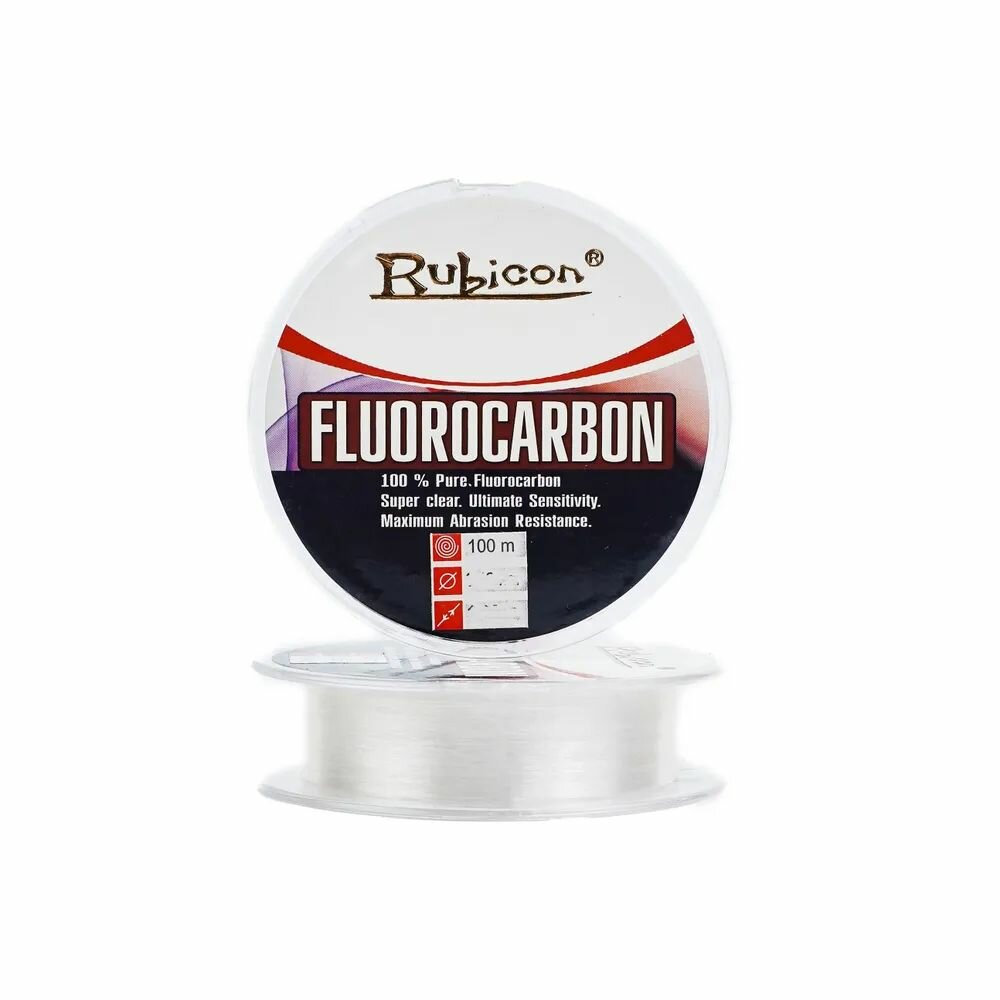 Леска флюорокарбон для рыбалки RUBICON Fluorocarbon, 100м, 0.10мм