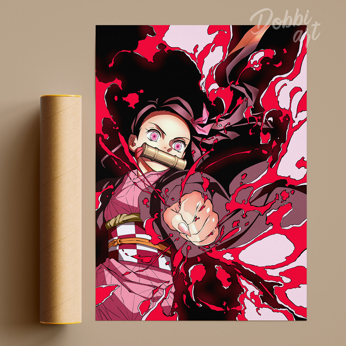 Постер 30х40 см Клинок рассекающий демонов без рамы/ Постер Аниме Манга Demon Slayer Незуко Nezuko