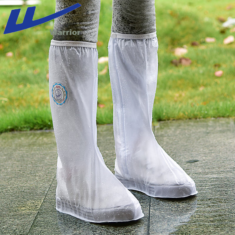 Warrior Rain Shoe Covers for Men, Women And Children, Waterproof Non-Slip Water Shoes, Durable High-Top Rain Boot Covers, 229 White XL