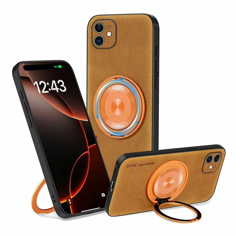 Чехол на айфон 11 с поддержкой MagSafe/ магсейф для Apple iPhone 11 для использования магнитных аксессуаров, противоударный, вращающееся на 360металлическое кольцо