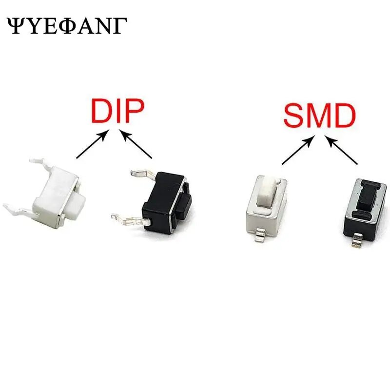 Черный тактовый микропереключатель 2 контакта SMD 50 шт. Black DIP 3x6x5