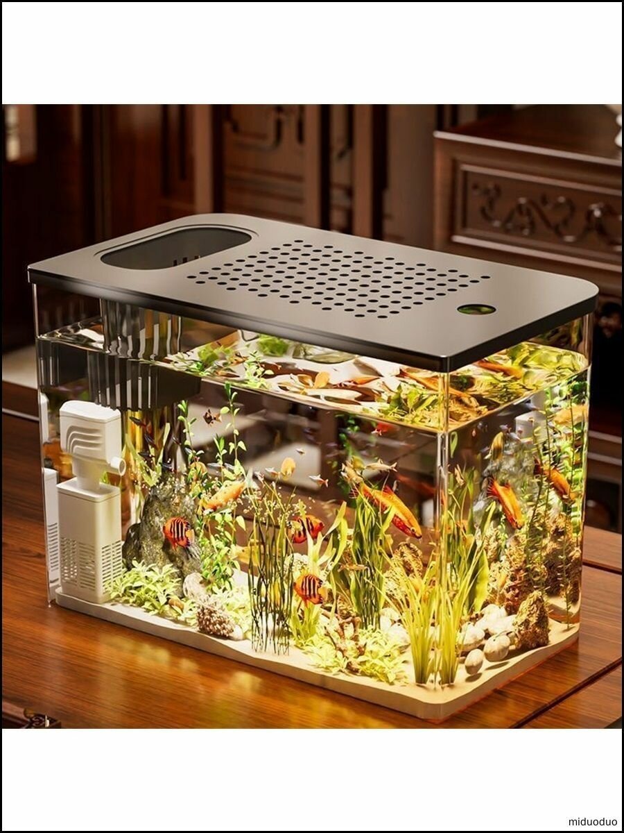 Аквариум, 13.6 л, подсветкой, каркасный, прямоугольный, белый