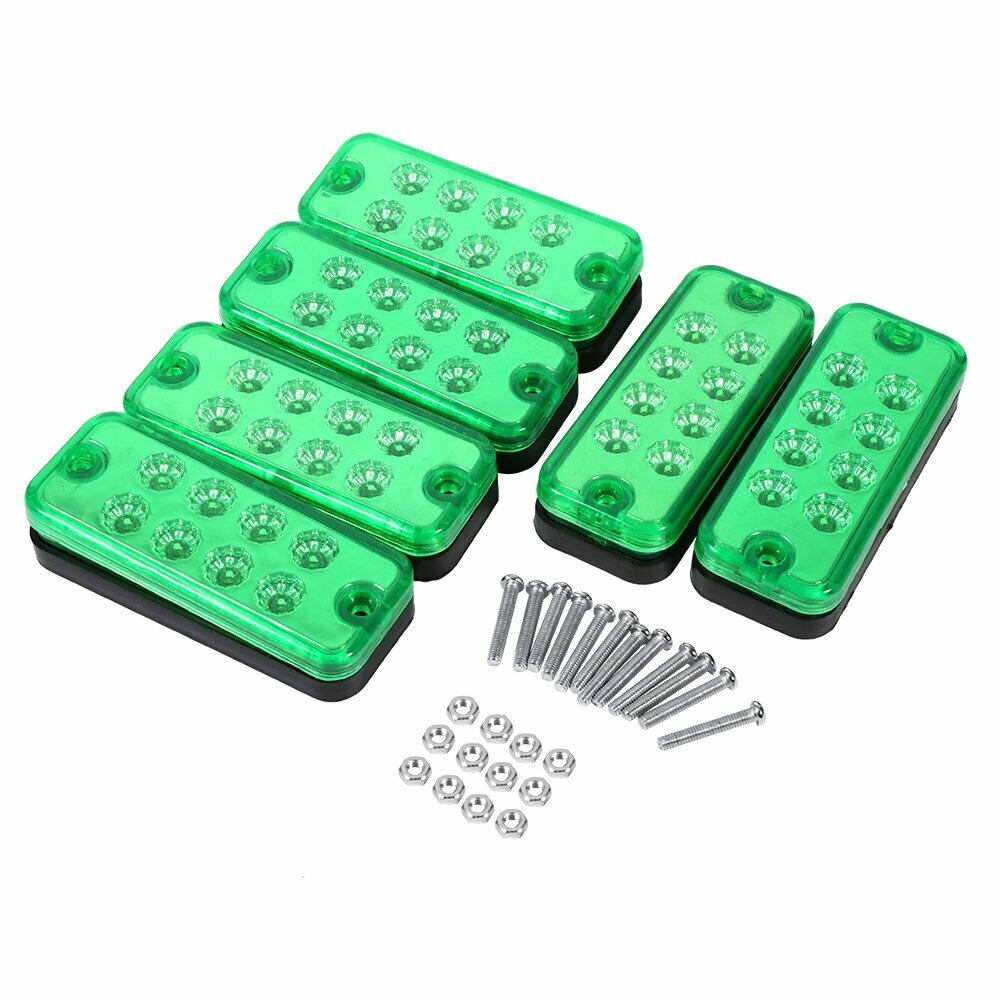 6pcs 8 LED Clearance Side Marker Light Indicator Lamp Truck Trailer Lorry Green