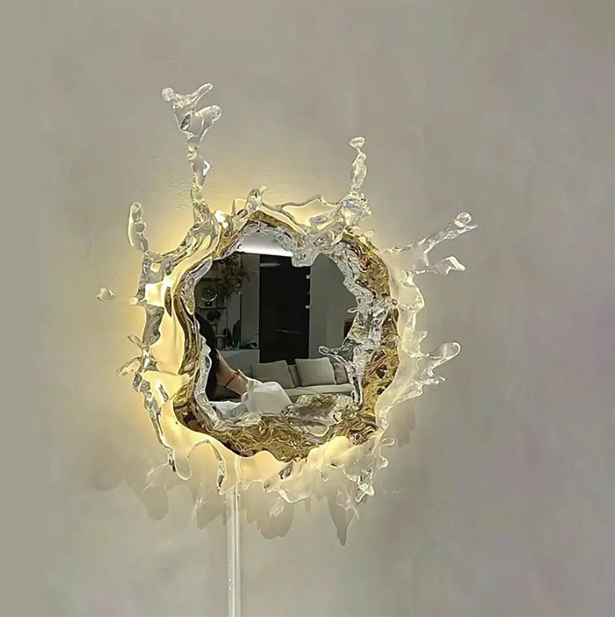 Декоративное зеркало в стиле Rui Shui (золото, 45 см, внешний размер 57*51*28 см)