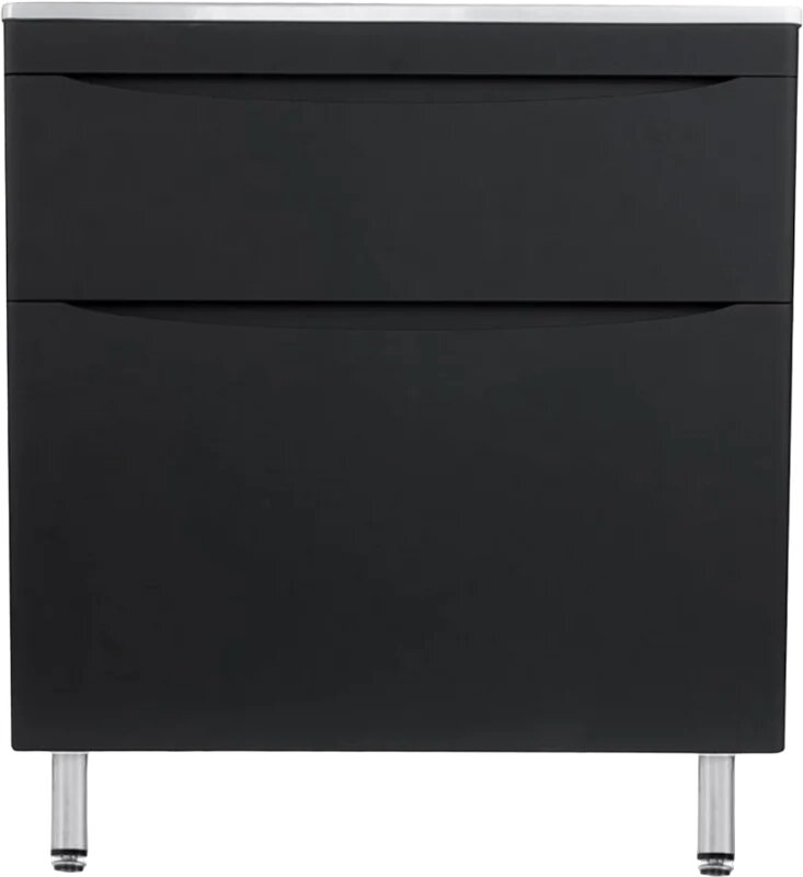 Тумба напольная с раковиной "Бергамо мини 90" (2 ящ.) Люкс антискрейтч черный, PLUS