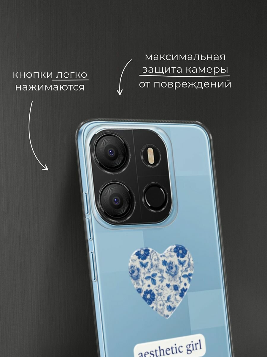 Чехол на Tecno Pop 7 / Текно Поп 7 с принтом "Aesthetic girl" — фото 1