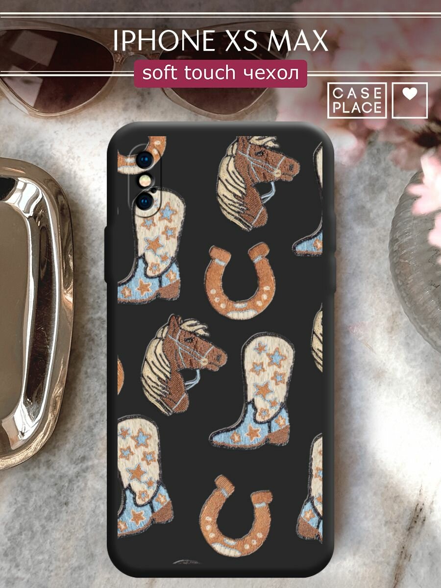 Чехол на Apple iPhone XS Max / Айфон XS Max с принтом "Конь, подкова и сапог 2"