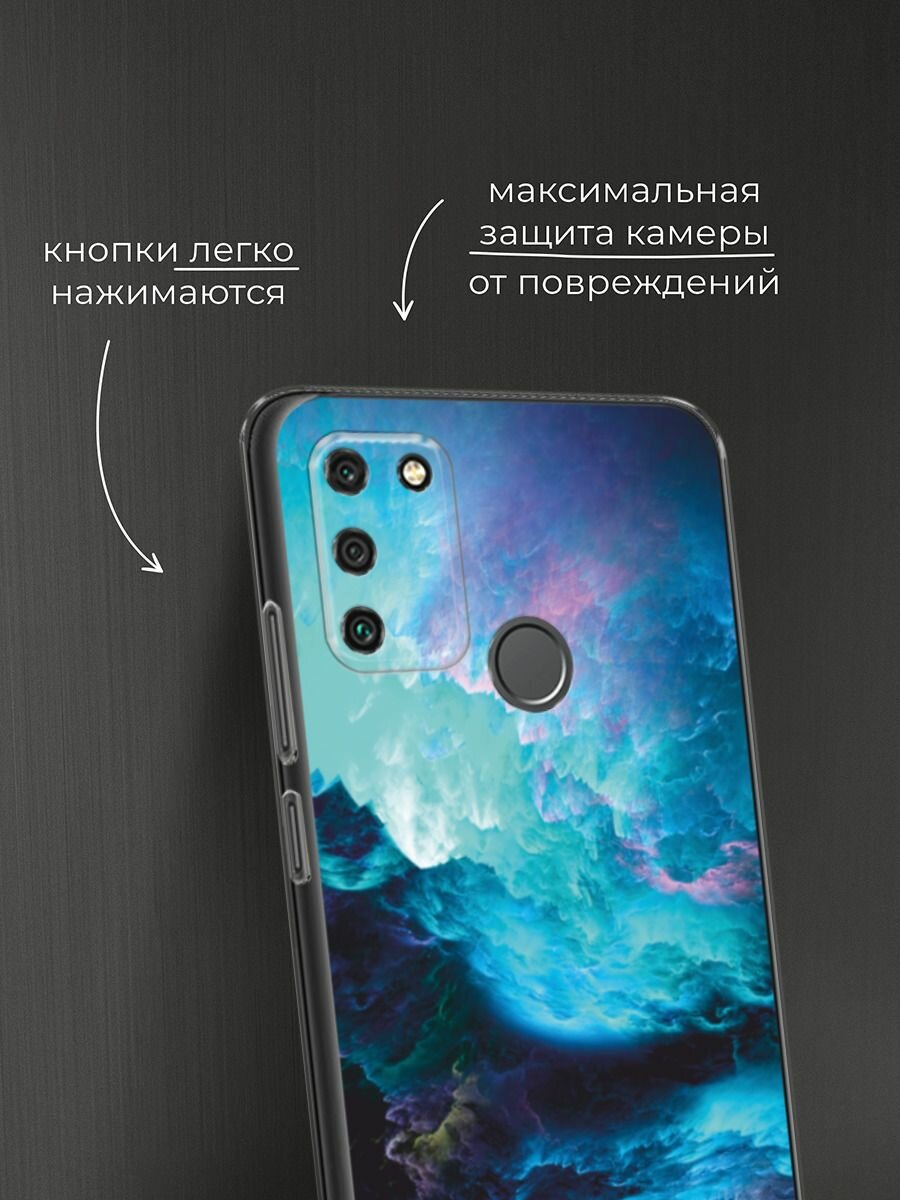 Силиконовый чехол на Honor 9A / Хонор 9А с принтом "Бирюзовое небо" — фото 1