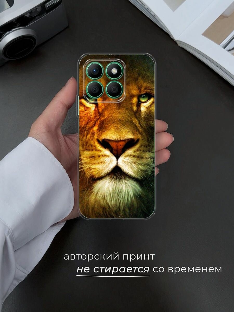 Силиконовый чехол на Honor X8B / Хонор X8B с принтом "Лев арт 8" — фото 1