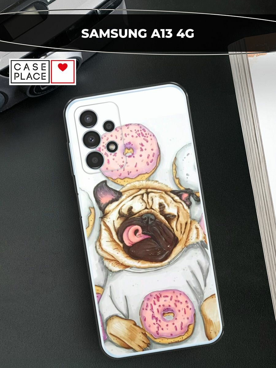 Чехол на Samsung Galaxy A13 / Самсунг Галакси А13 с принтом "Счастливый мопс"