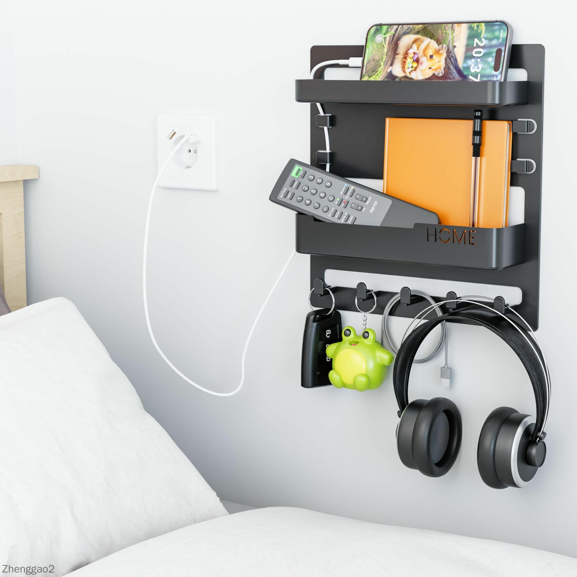 Полка на стену у изголовья кровати, для хранения телефона, зарядного устройства, очков, пульта, для удобства в спальне или общежитии