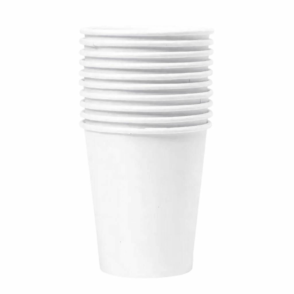 10 биоразлагаемых кофейных стаканов, Белый