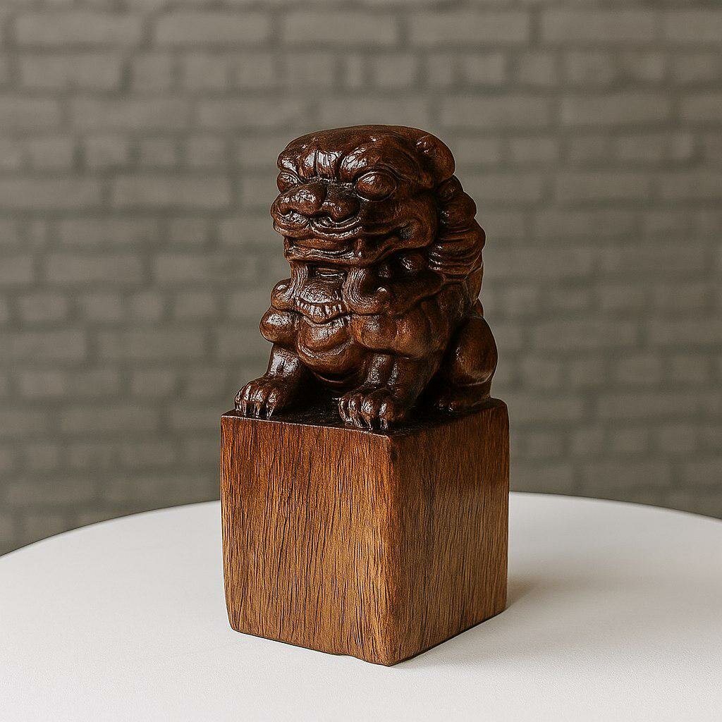 Деревянная статуэтка "Лев" из красного дерева 12см ручная работа