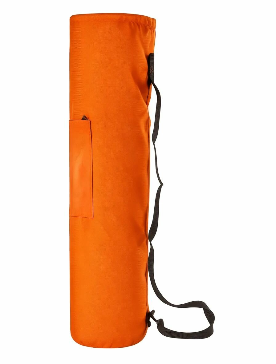 Универсальная сумка чехол мешок с карманом для коврика для фитнеса и йоги размер 16 х 65 см (оранжевый)