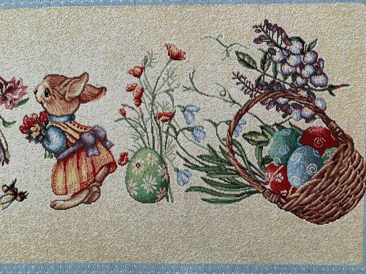 Гобелен, декоративная салфетка-дорожка пасхальная, 97х37см / "Пасха. Весна"