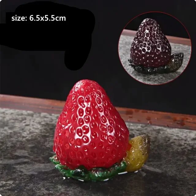Чайные фигурки в форме фруктов, меняющие цвет, креативные украшения для чайного столика из смолы, милые цветочные горшки, принадлежности для чайной церемонии на заказ.