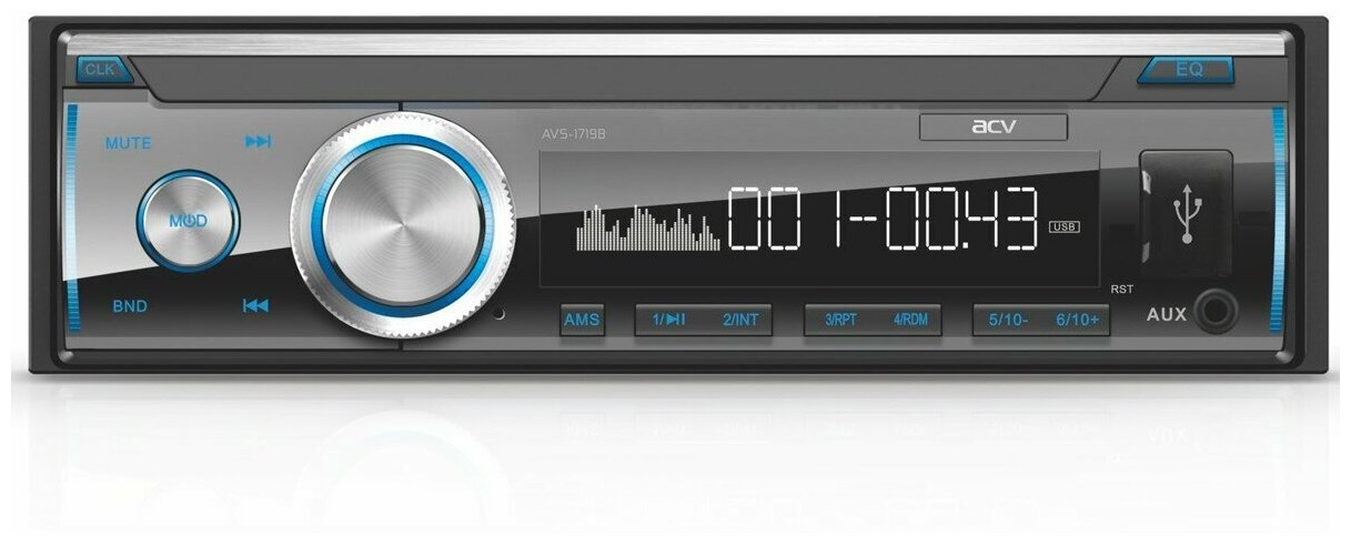 Магнитола автомобильная ACV AVS-1719B 1Din, Bluetooth, AUX,