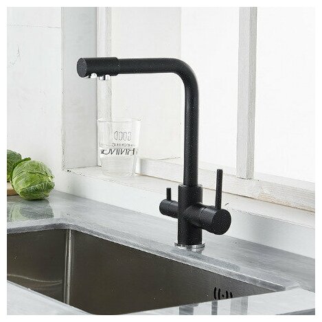 Смеситель(кран) для кухни с подключением к фильтру для питьевой воды/черный