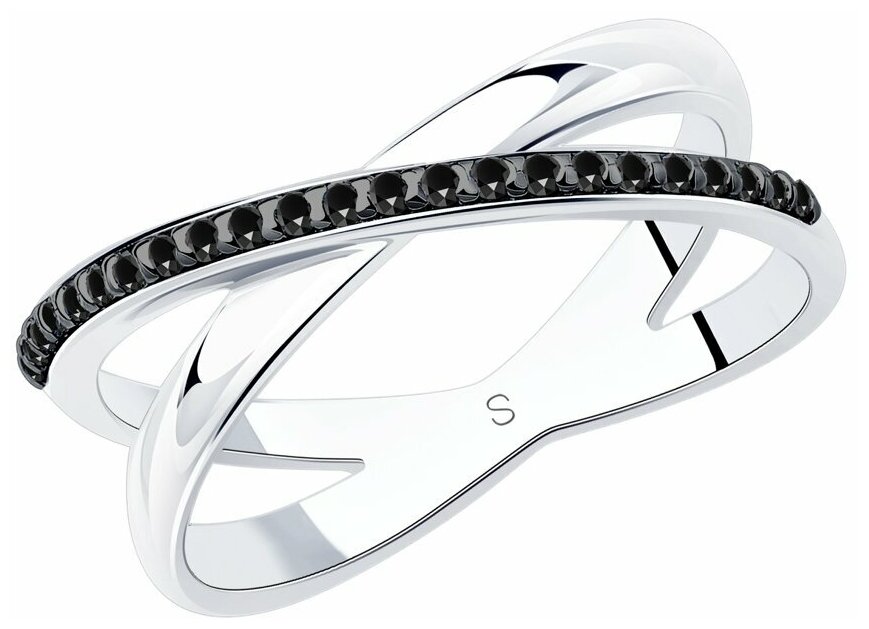 Кольцо, серебро, 925 проба, родирование, фианит