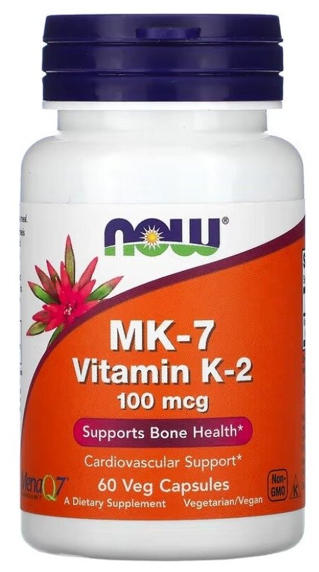 MK-7 - Витамин K2 Нау Фудс (MK07 – Vitamin K-2 Now Foods), 100 мкг, 60 растительных капсул