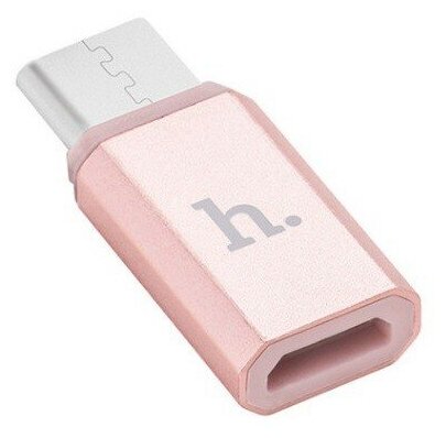 Адаптер переходник с Micro USB на Type-C USB HOCO розовое золото