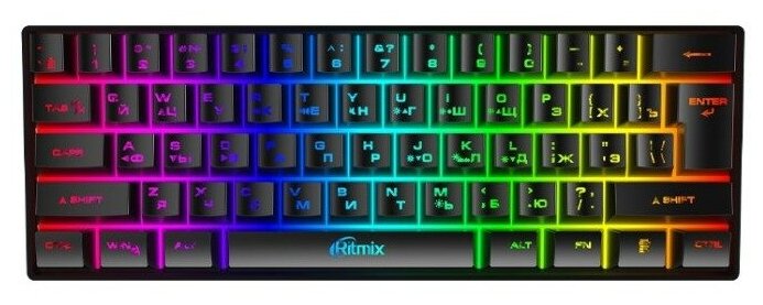 Купить Клавиатура проводная Ritmix, RKB-561BL, подсветка RGB, USB, цвет: чёрный - цена: 1724 ...