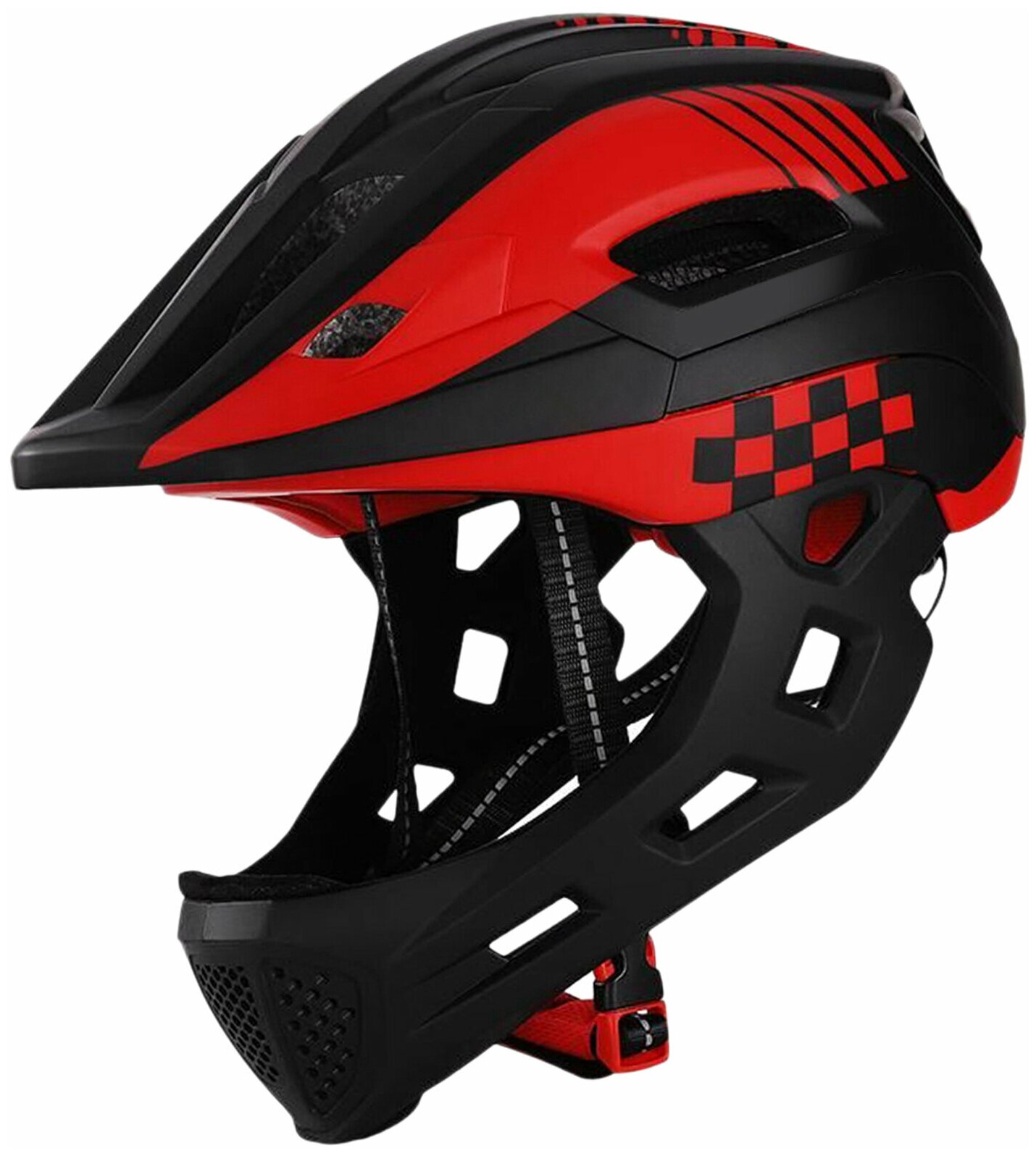 Детский полнолицевой велосипедный шлем со съемной защитой подбородка и задним фонарем, защитный шлем для катания на скейтборде и роликовых коньках