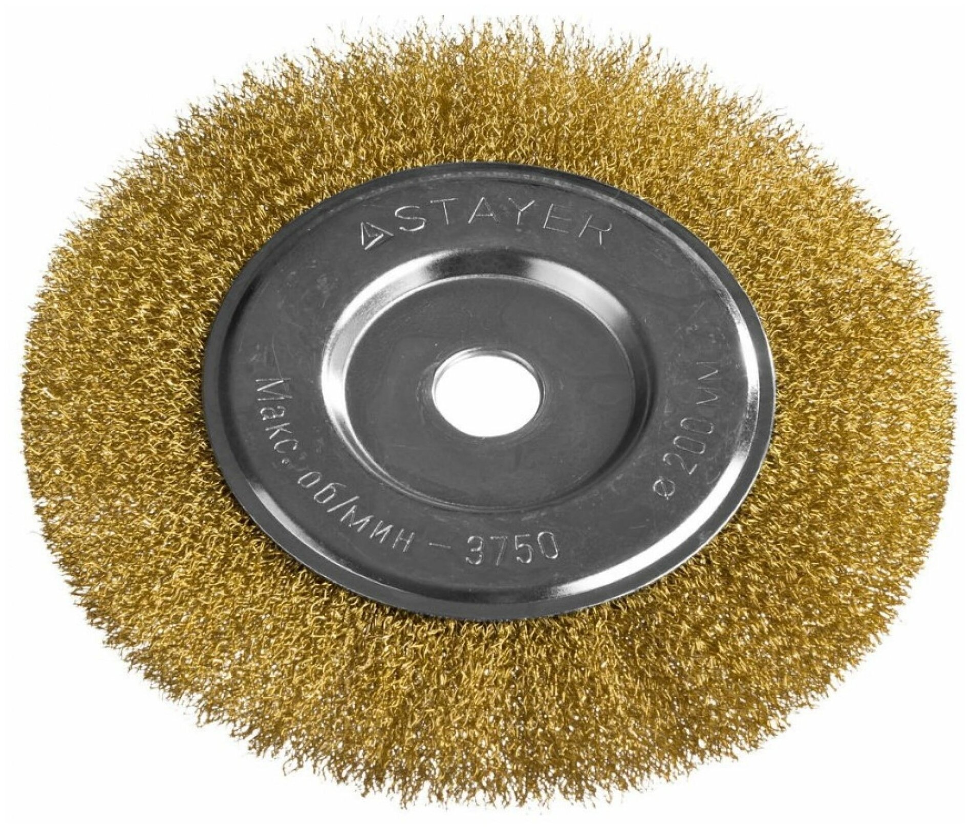 STAYER "PROFESSIONAL". Щетка дисковая для УШМ, витая стальная латунированная проволока 0,3мм, 200ммх22мм