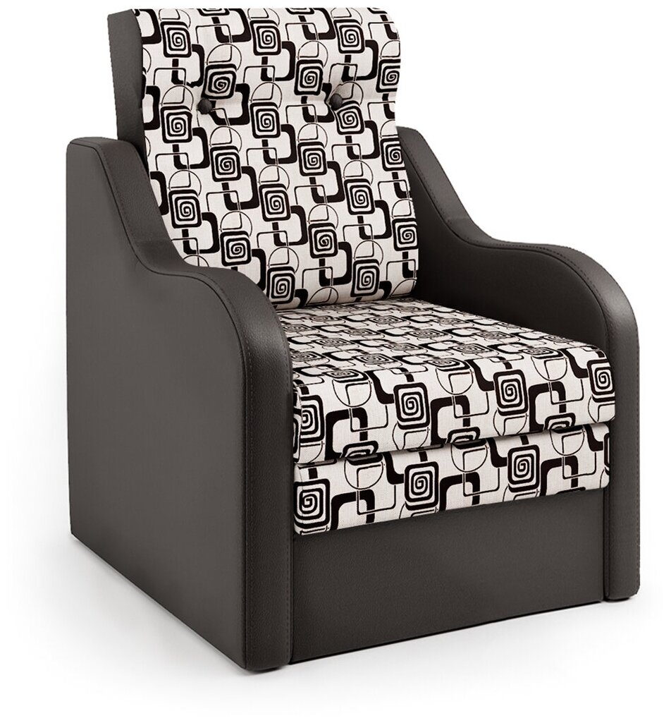 Кресло-кровать Классика В экокожа коричневый и ромб, механизм трансформации "раскладушка"