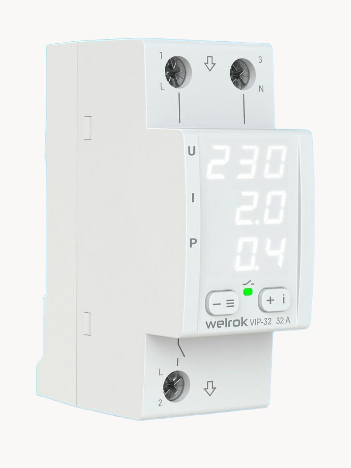 Реле контроля напряжения и тока Welrok VIP-32, двухмодульное, многофункциональное, MF32, 32А