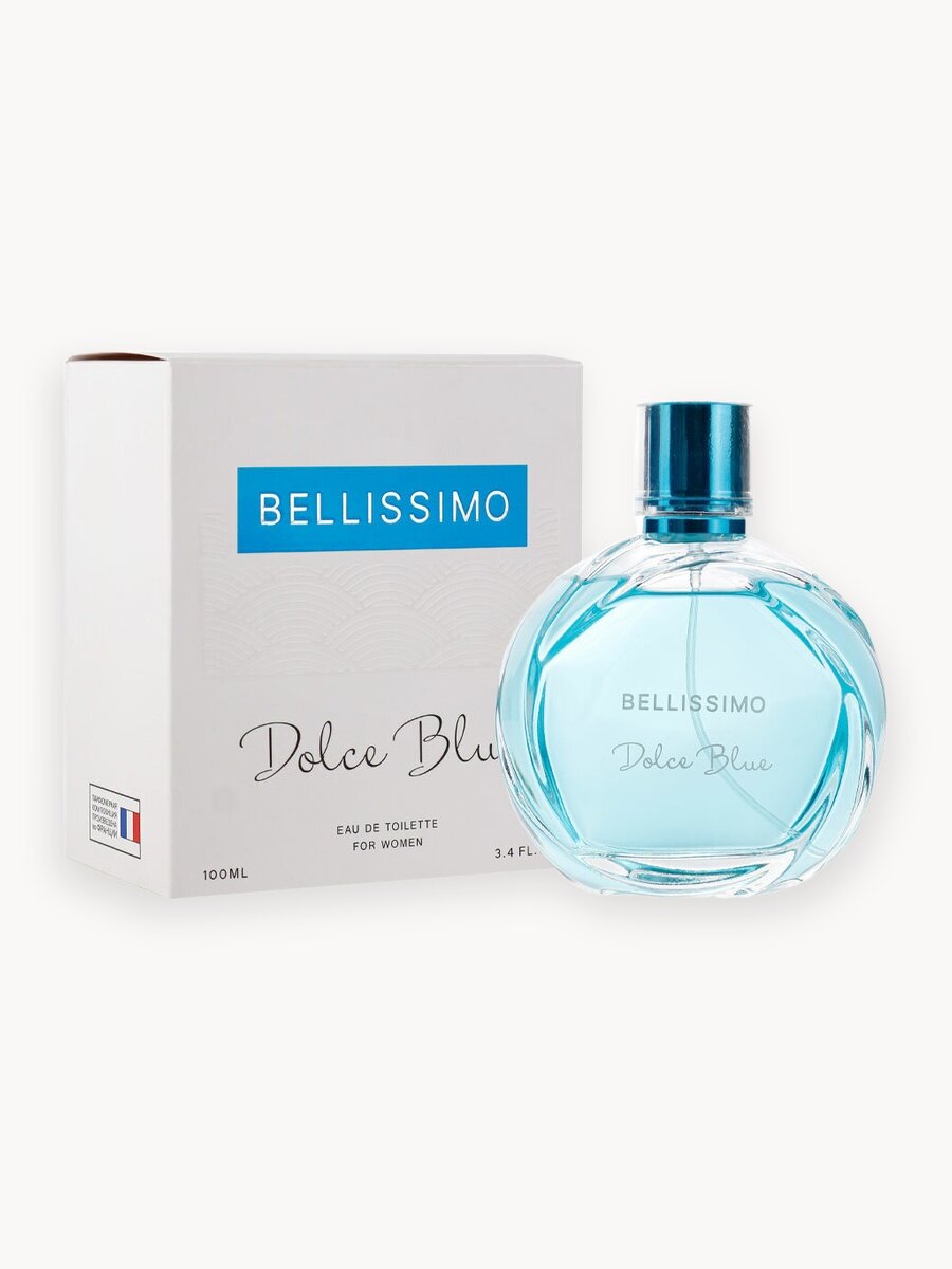 Туалетная вода женская Bellissimo Dolce Blue 100 мл, цветочно-фруктовый аромат с жасмином и мускусом, парфюм женский