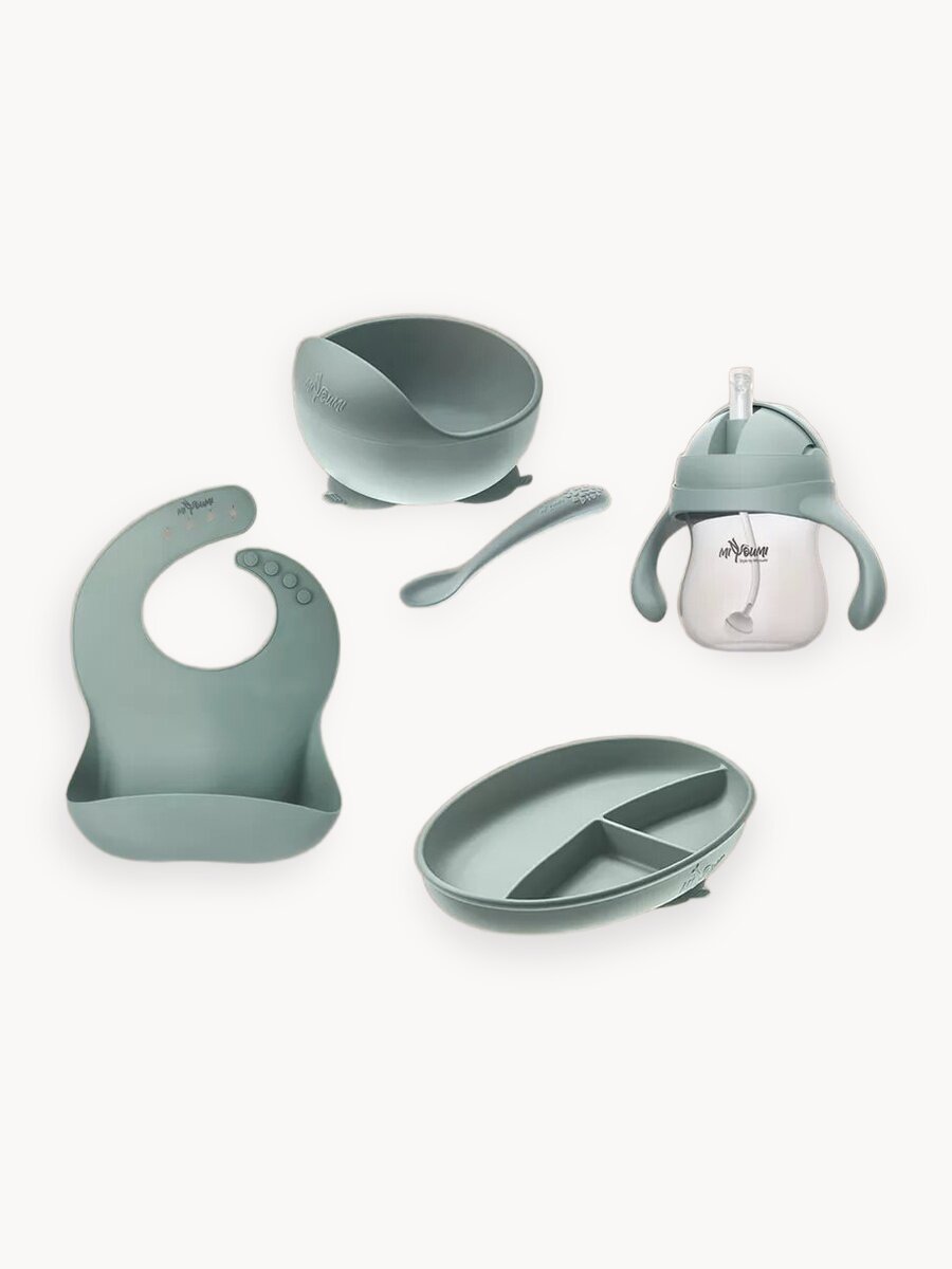 Набор детской посуды для кормления, Miyoumi силиконовый, 5 предметов