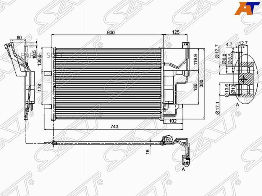 Радиатор кондиционера Mazda 3 03-09 / 5 04-11 SAT ST-MZV7-394-A0 | цена за 1 шт