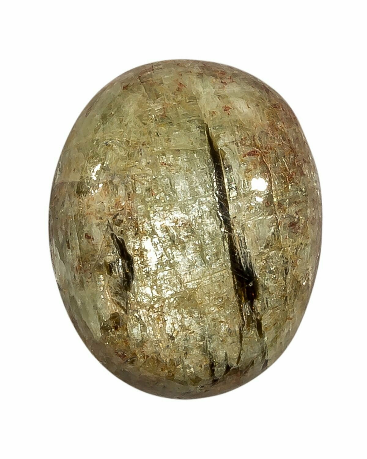 Кабошон из кианита размером 26х22х7 мм. На стеклянной подложке.