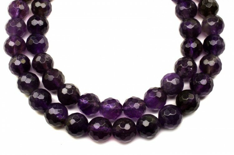 Бусина круглая граненая Аметист, диаметр 8мм, отверстие 0,8мм, оттенок аметистовый, 562-004, 5шт