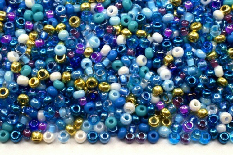 Бисер чешский PRECIOSA Микс 10/0 #026, оттенок голубой, 50г