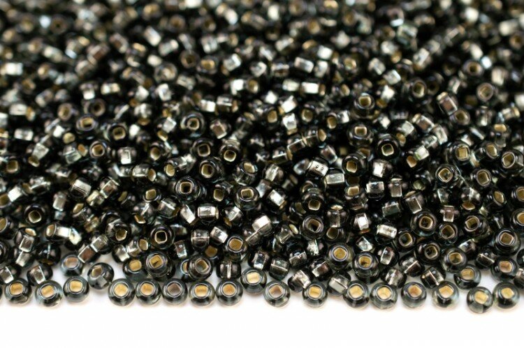 Бисер чешский PRECIOSA круглый 8/0 47010 серый серебряная линия внутри, квадратное отверстие, 50г