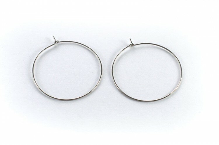 Основа для серег Кольцо, диаметр 34мм, толщина 0,8мм, цвет стальной, хирургическая сталь, 21-065, 1 пара