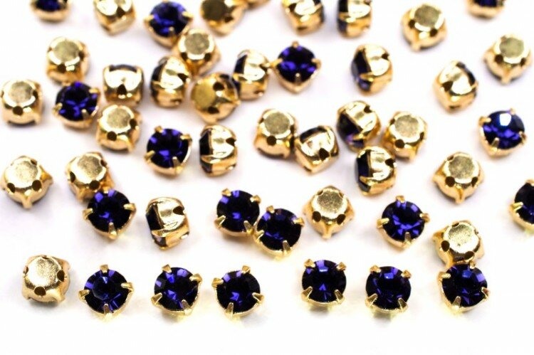 Шатоны Preciosa Maxima 4мм в оправе, цвет purple velvet DF/gold, 63-111, 10шт
